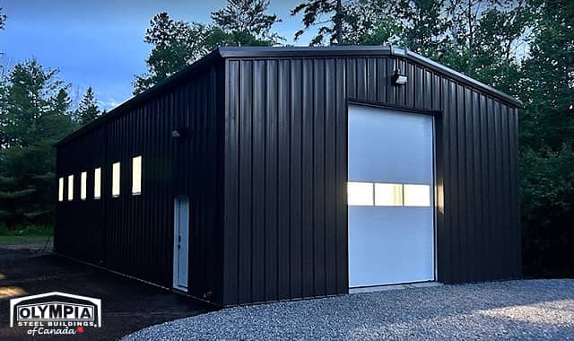 Garage Workshop in Kirkfield, Ontario - Olympia Steel Buildings